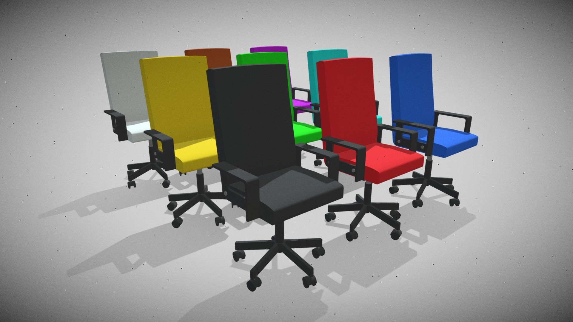 simple low poly office chairs - Download Free 3D model by lupas (@ivan ...