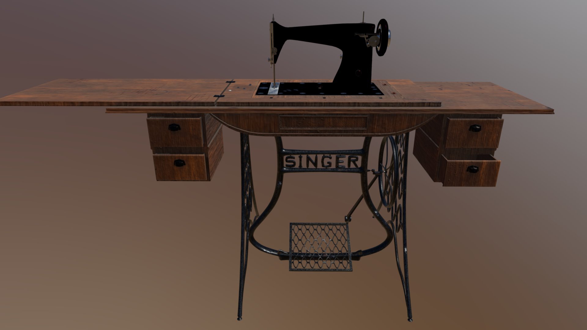 Singer Sewing Maching with Treadle - 3D model by meaghansearle [cb2a8f5 ...