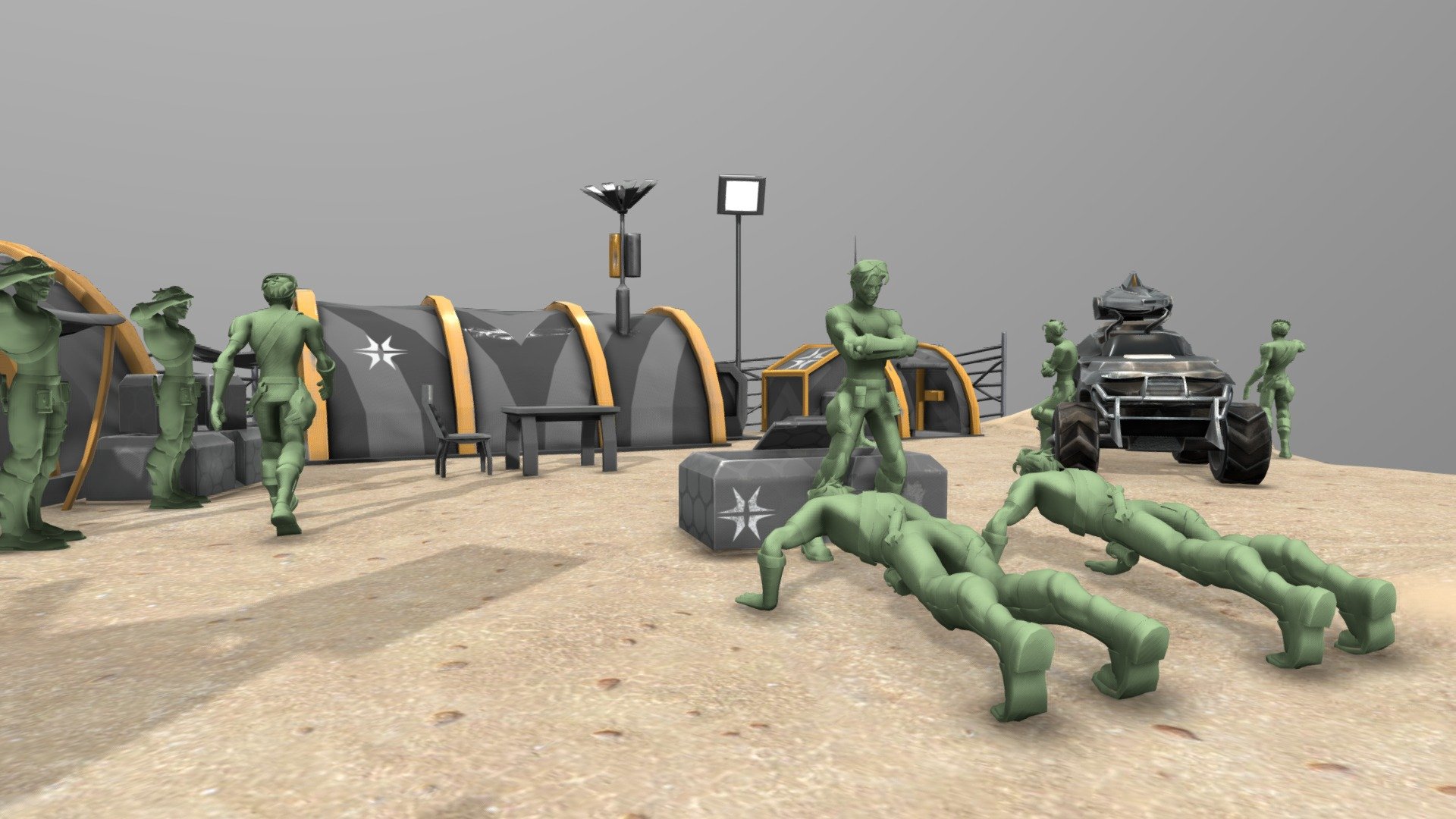Stylized Military Camp Scene - 3D model by Murat.Yasin [cb342db ...