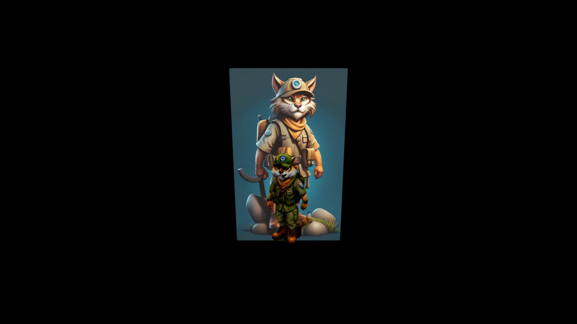 "Cat Explorer Standing on Rocks" A cartoon-s - Download Free 3D model ...