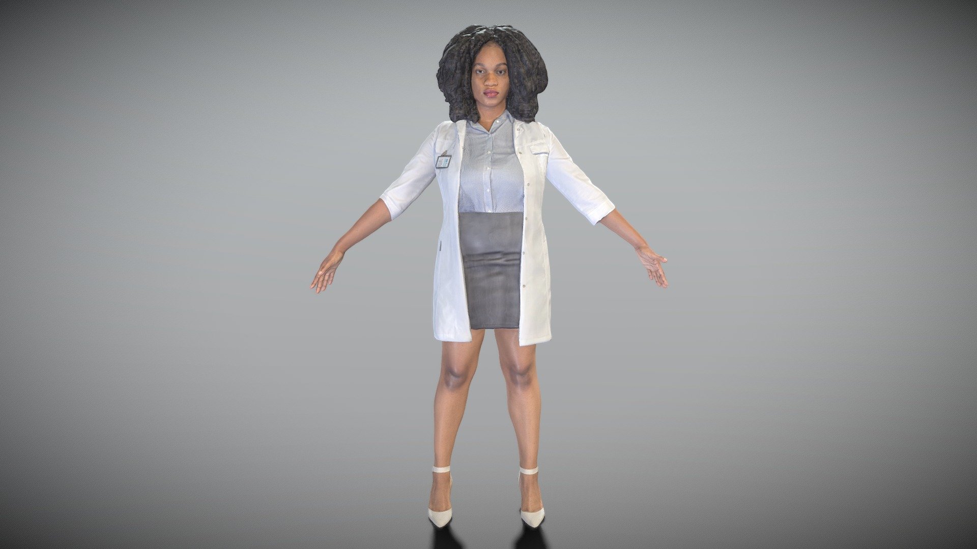 Young woman in lab gown in A-pose 288 - Buy Royalty Free 3D model by ...