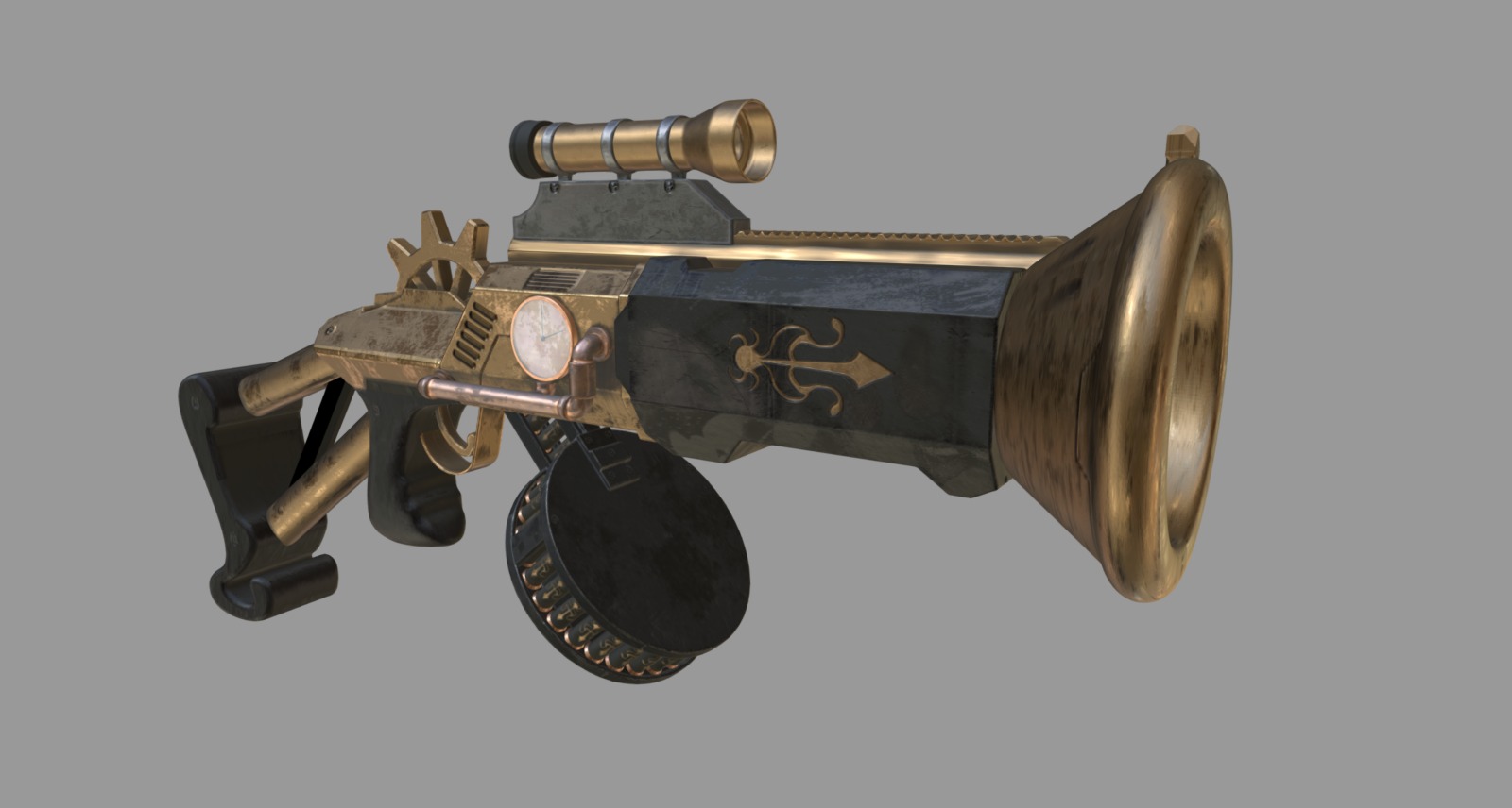 Steam Punk Gun - 3D model by Luke Hughes (@lhughes) [cb40c93] - Sketchfab