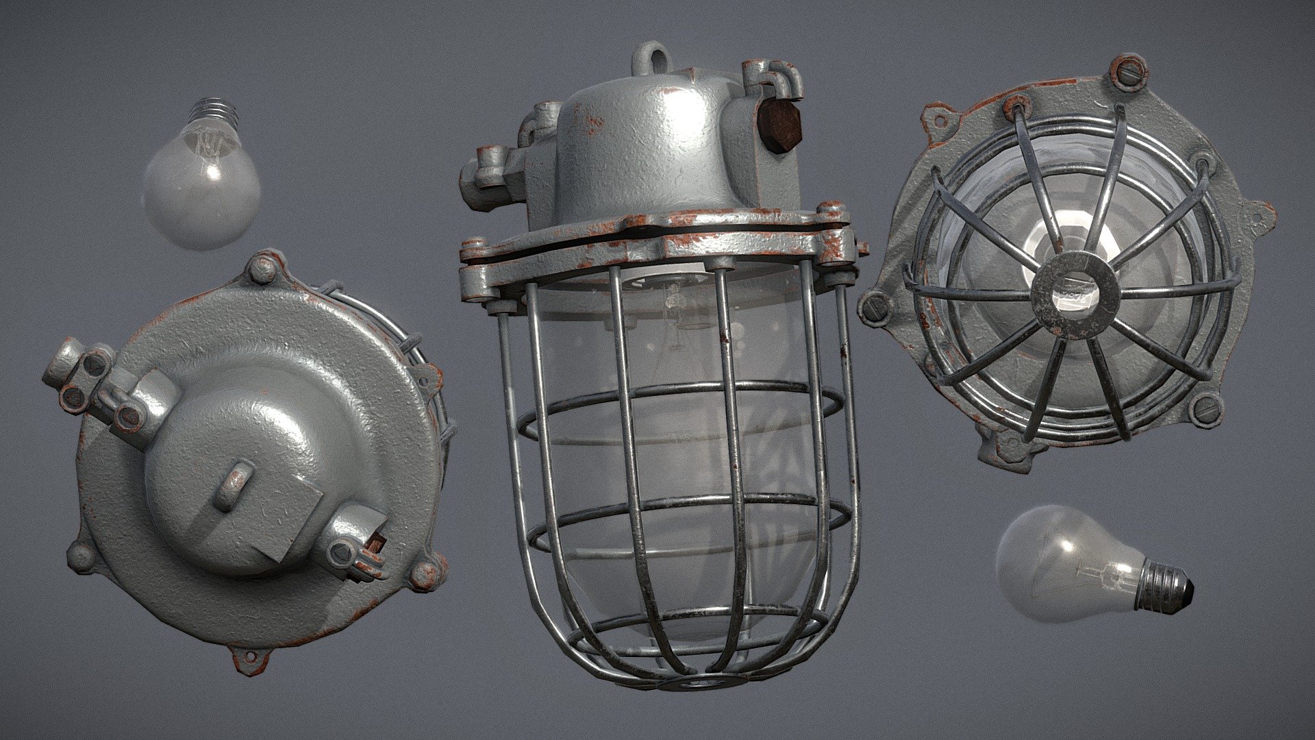 Vintage Industrial Caged Light - 3D model by Crazy0_0Cat (@Crazy00Cat ...