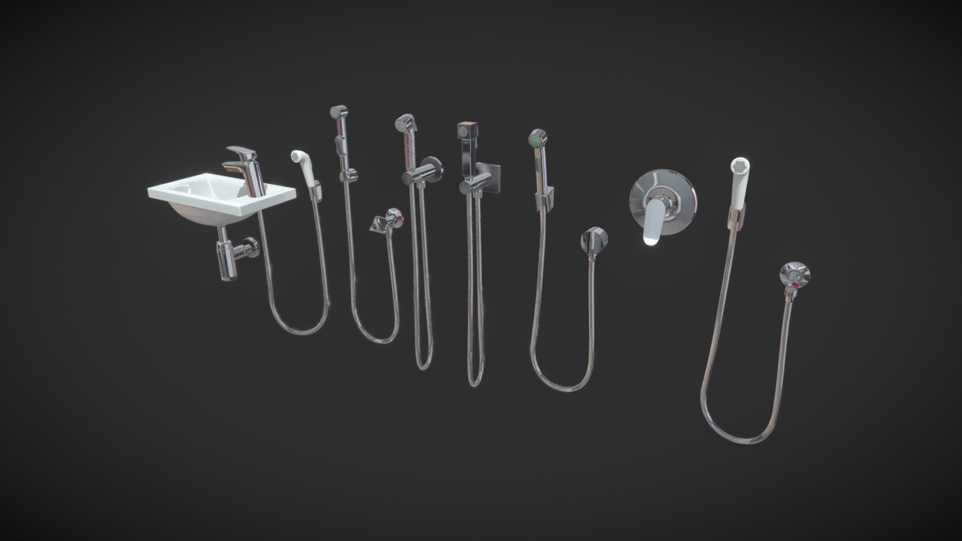 Hygienic shower Hansgrohe and Bossini set 158 - Buy Royalty Free 3D model by madMIX [cb51a10 ...