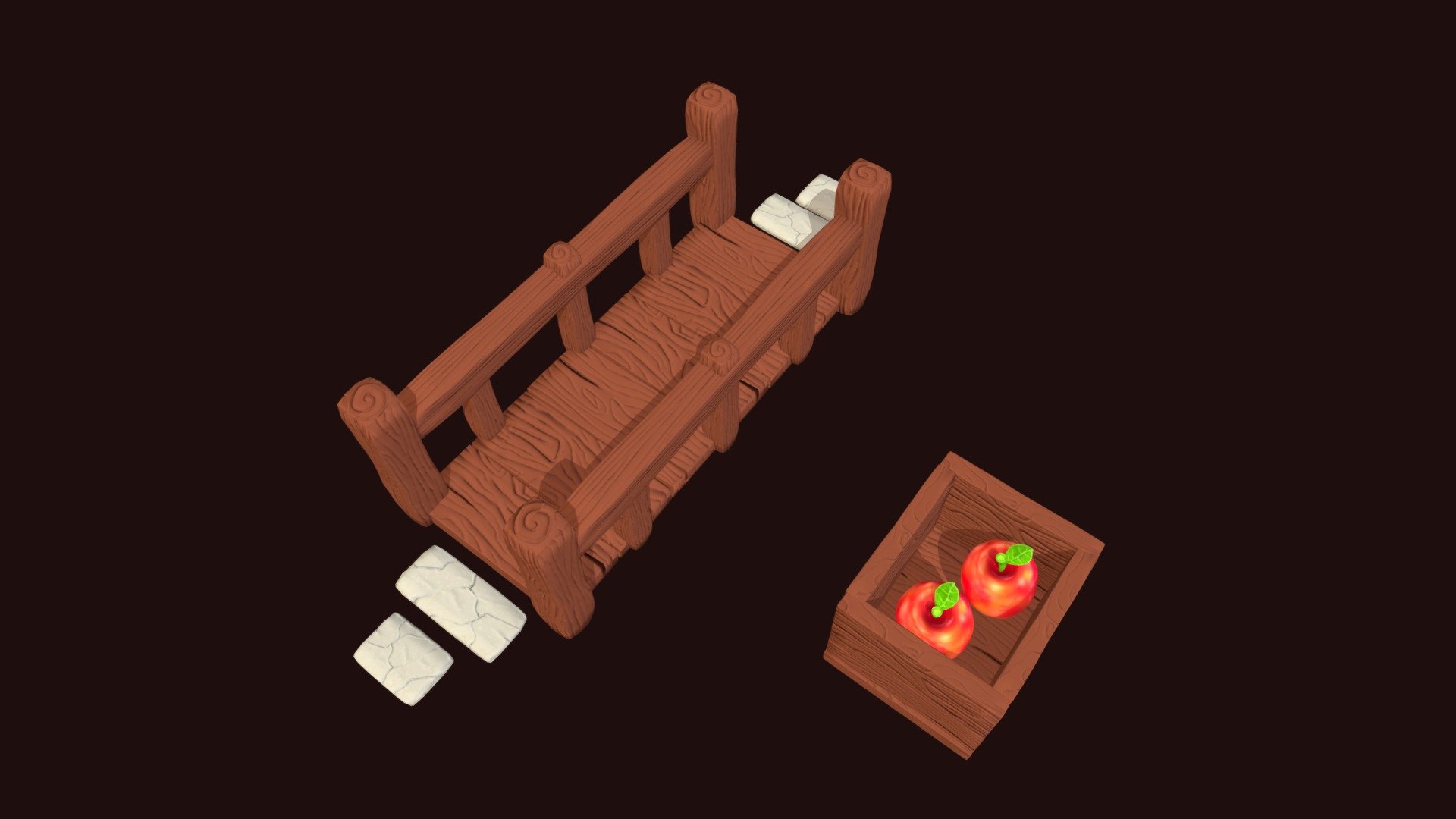 Stylized Bridge & Stone & Apple - Download Free 3D model by Juliette ...
