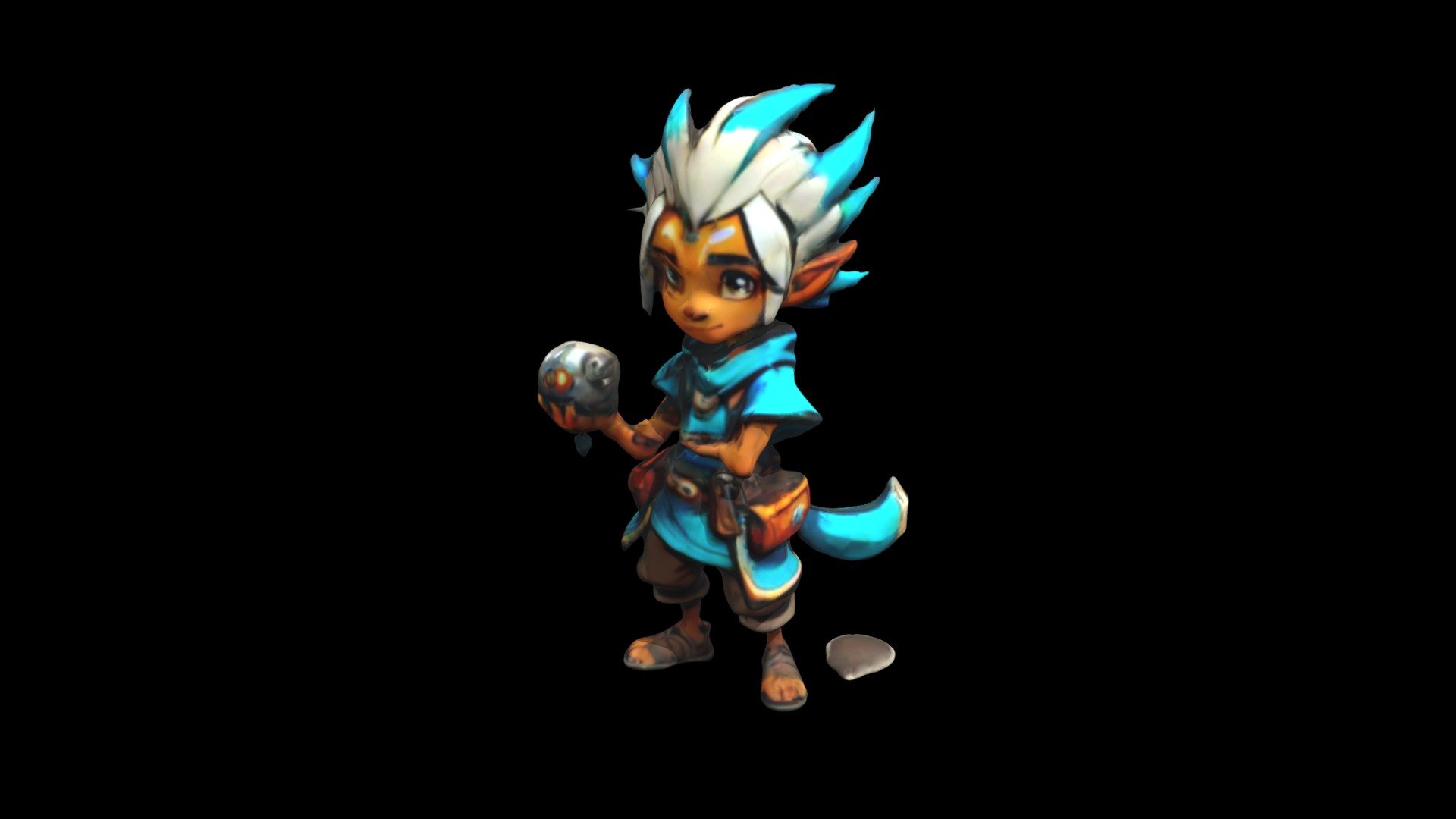 a cartoon character holding a small object in - Download Free 3D model ...
