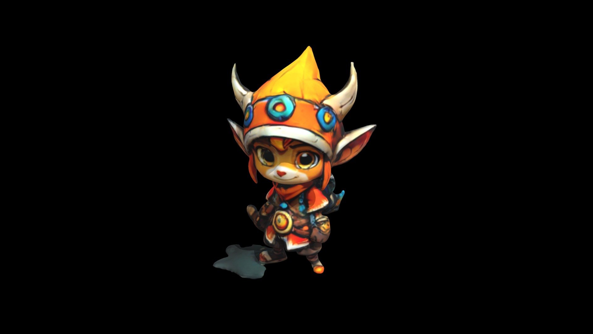 a cartoon character with horns and a backpack - Download Free 3D model ...