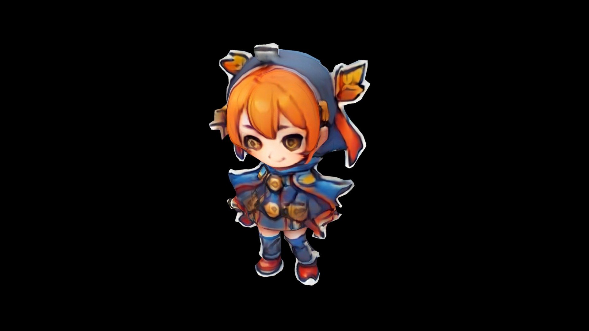 A chibi style sticker of a girl with orange hair - Download Free 3D ...