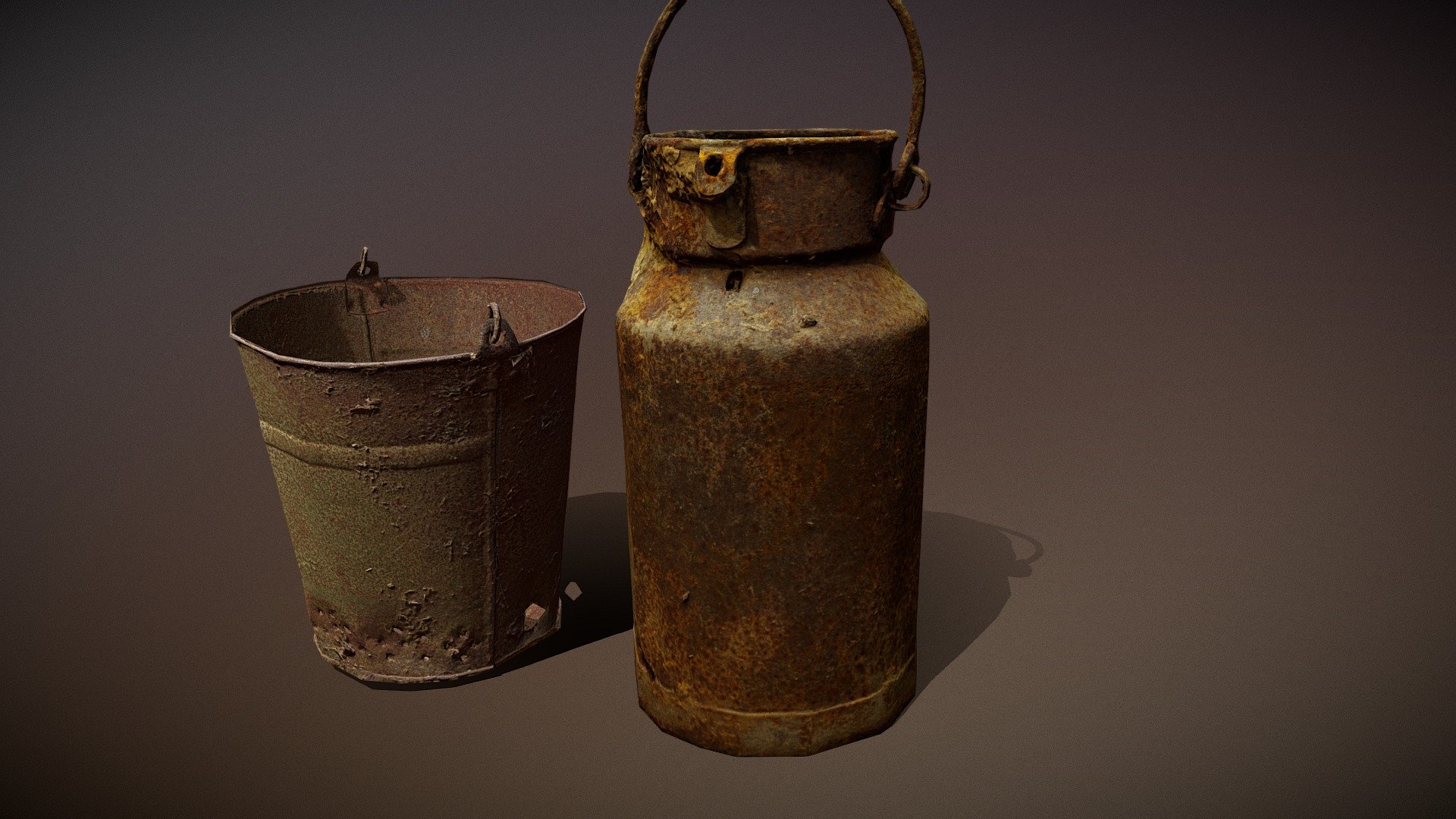 Rusty milk canister and a bucket - Buy Royalty Free 3D model by Mantas ...
