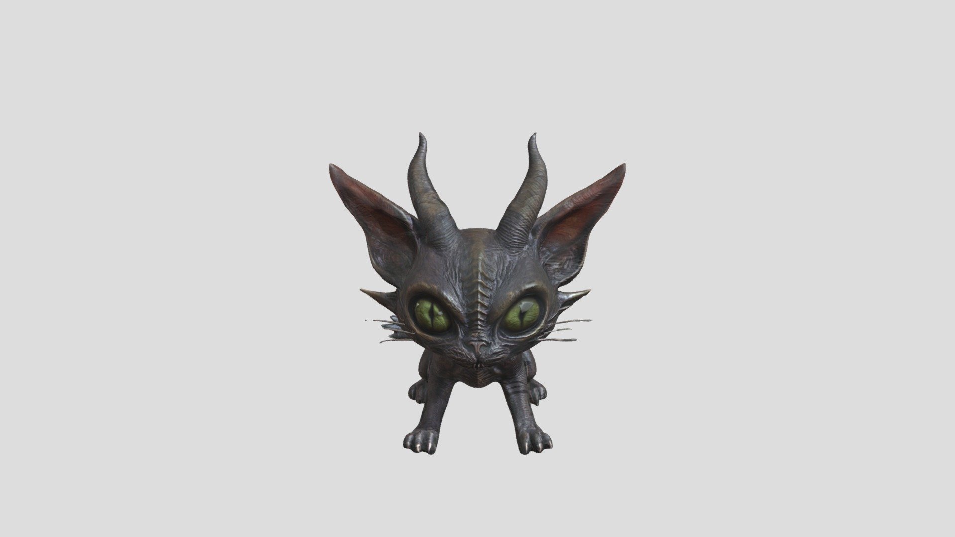alien devil cat with large eyes and horns. - 3D model by Smokiegirl ...