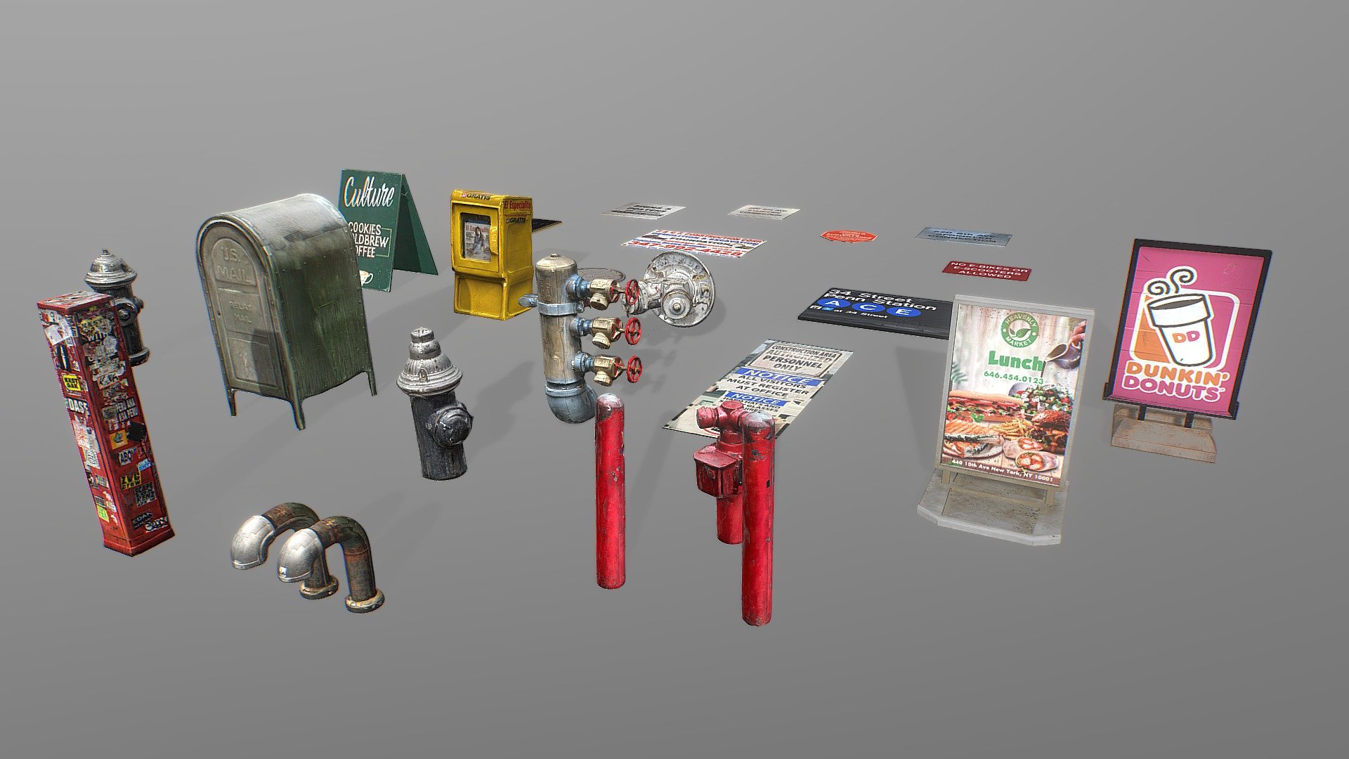 NY street props PACK - Buy Royalty Free 3D model by Titouanvfx [cba05c5 ...