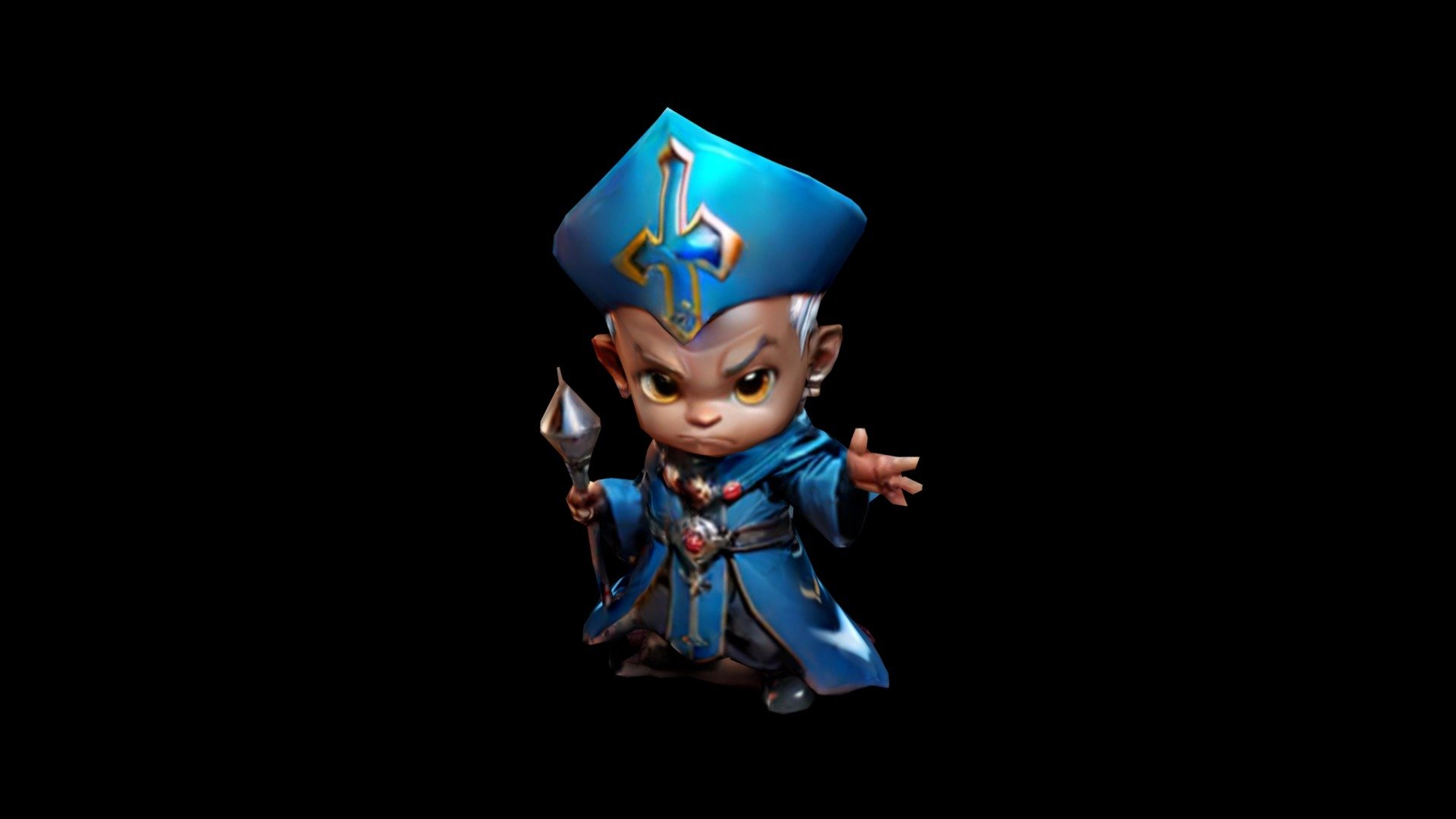 An artwork of a cartoon archbishop with blue rob - Download Free 3D ...