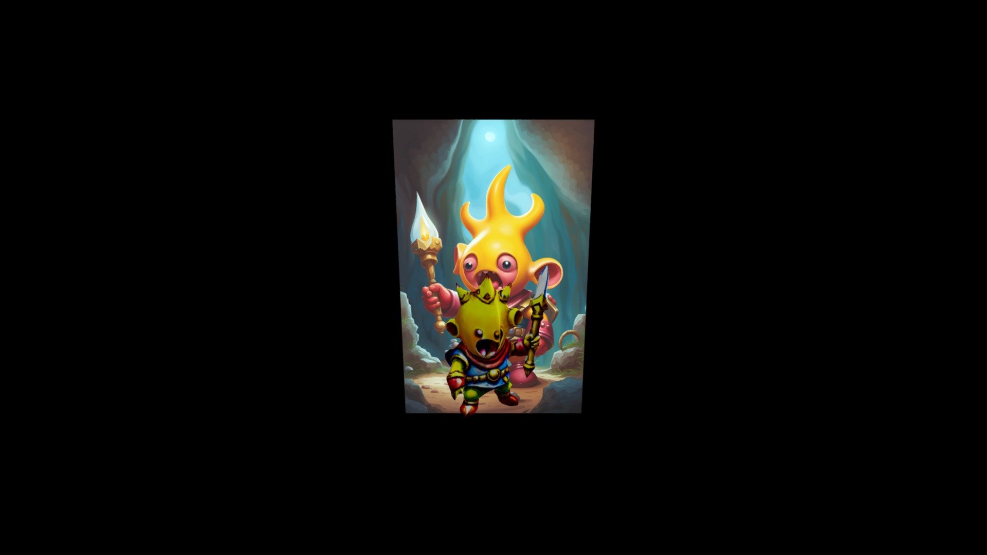 cartoon illustration of a yellow monster with a - Download Free 3D ...