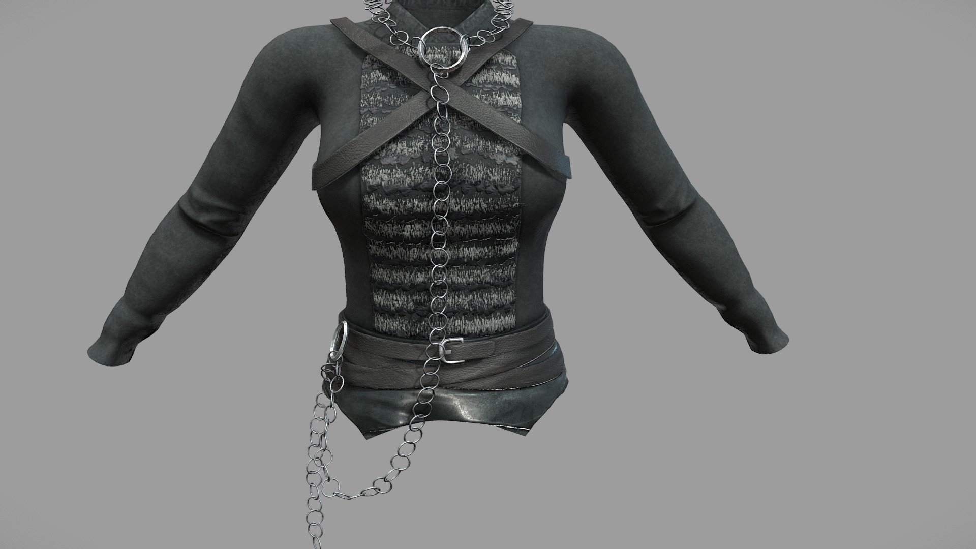 Female Chains Decorated Fantasy Jacket - Buy Royalty Free 3D model by ...
