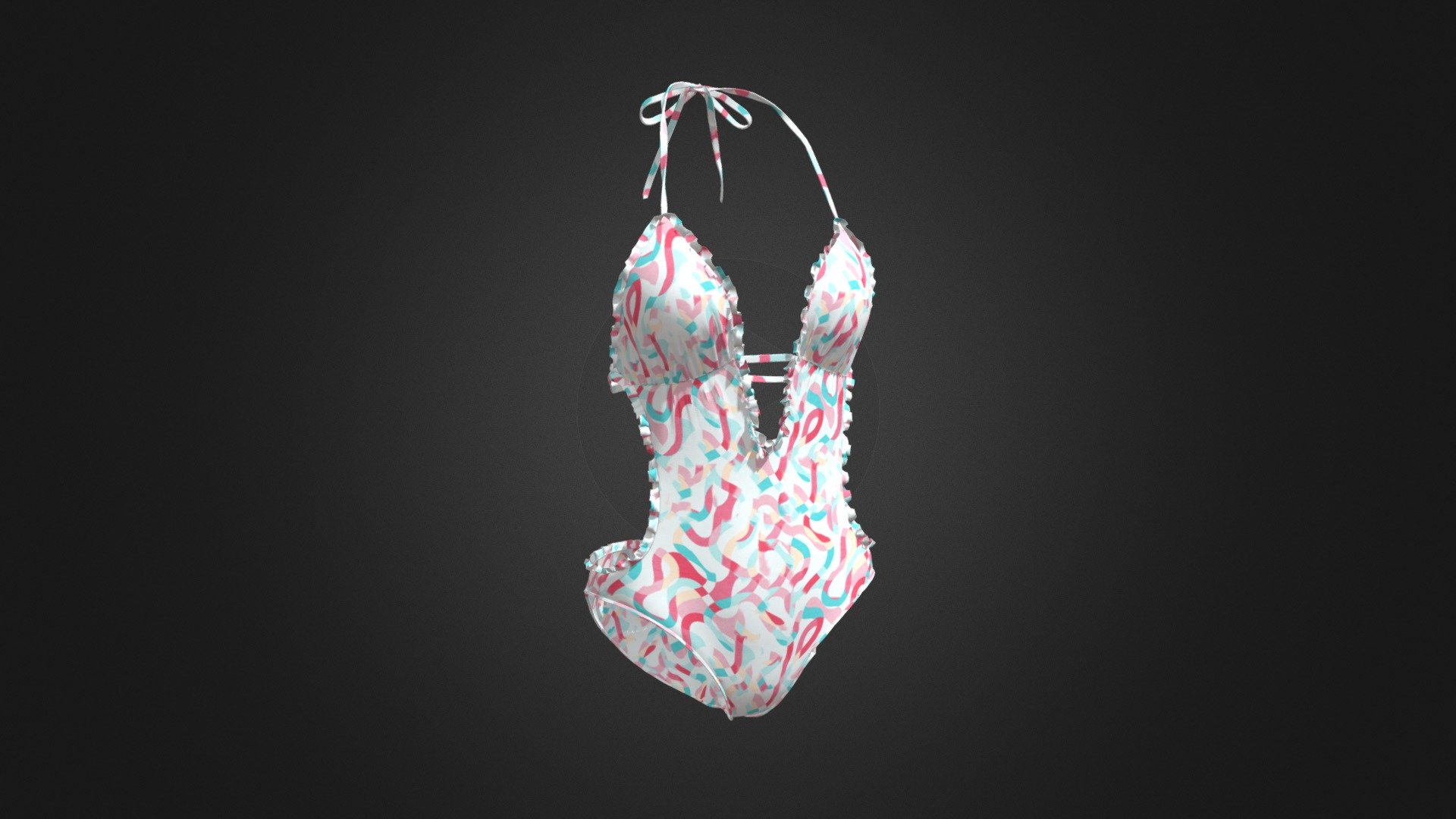 Colourful Printed Strappy Neck European Swimsuit - Download Free 3D ...