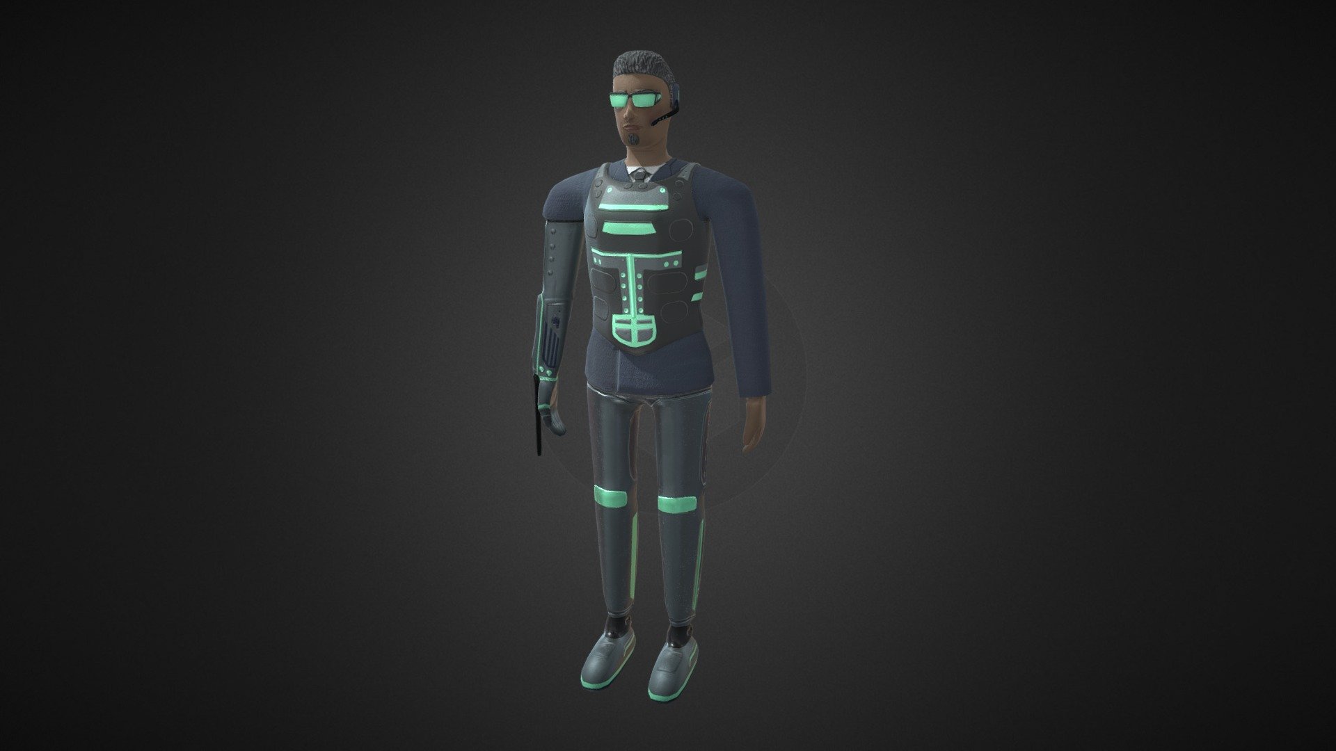 Low Poly Cyber Punk Security Guard - 3D model by Jerry Gibbons (G ...