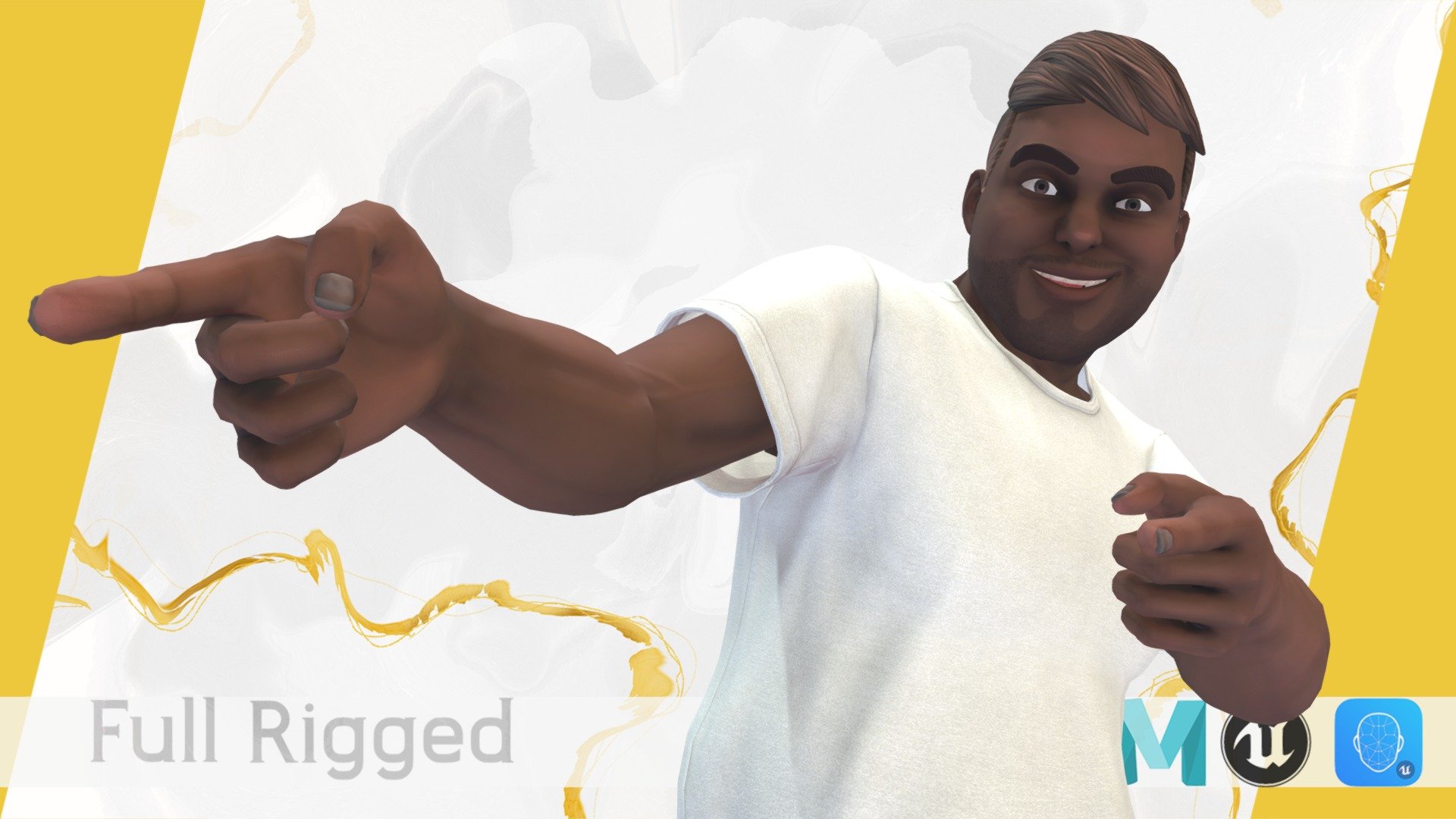 Simple Basic black Man cartoon - Buy Royalty Free 3D model by ...