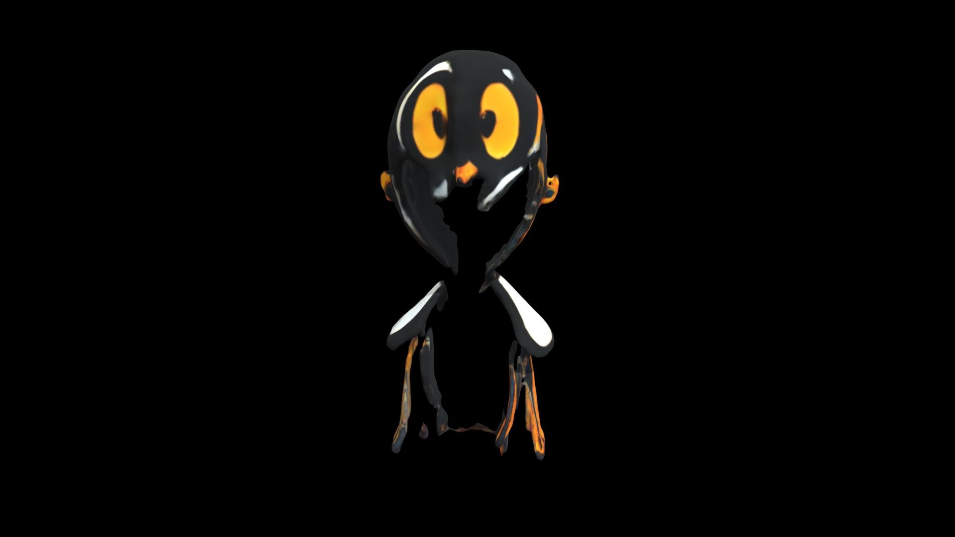 a black cartoon character with orange eyes st - Download Free 3D model ...