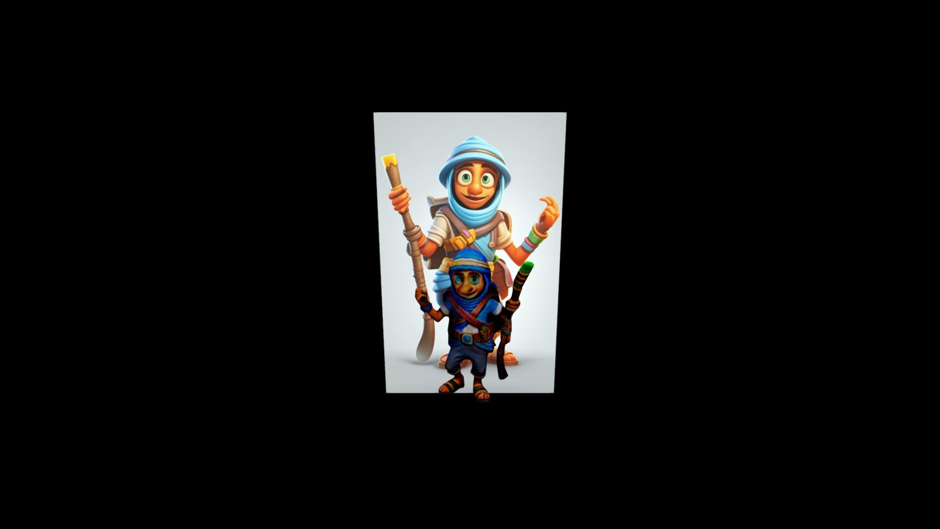 "Cartoon Character with a Stick" A cartoon ch - Download Free 3D model ...