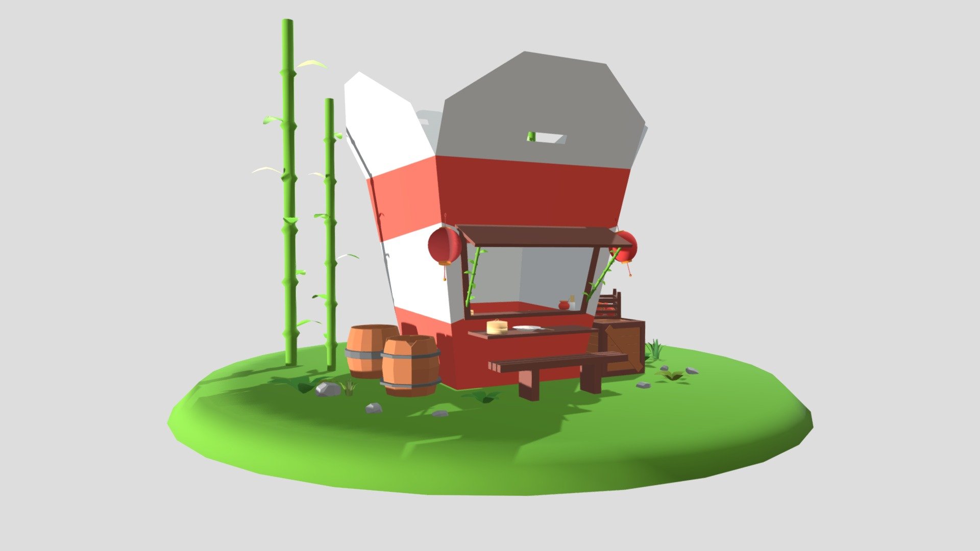 Chinese Food Box restaurant lowpoly - 3D model by chiiiliii [cc0a293 ...