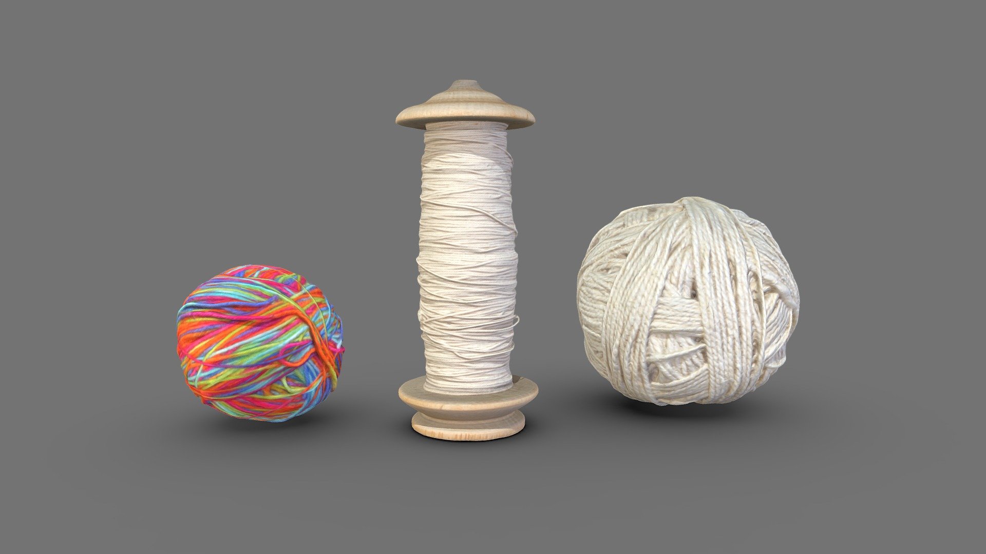 Spool of string and balls of yarn - 3D model by Lassi Kaukonen ...