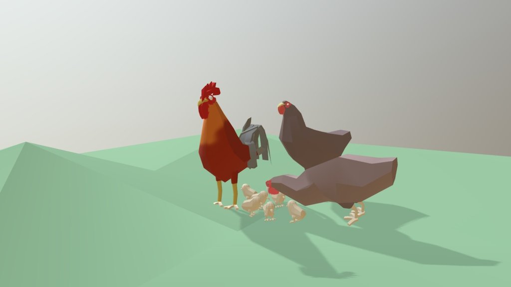 Chicken family and babies - 3D model by shazartz97 [cc0fe90] - Sketchfab