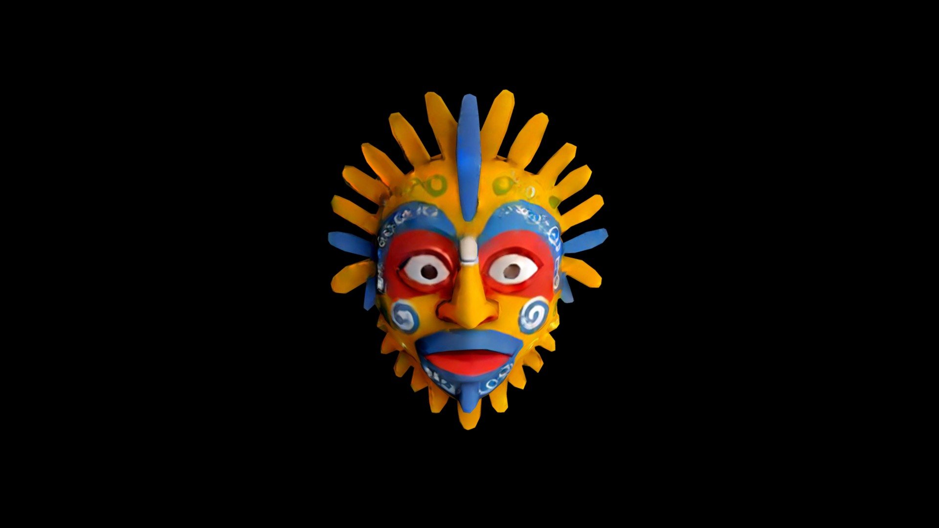 A colorful mask with yellow hair, blue eyes, and - Download Free 3D ...