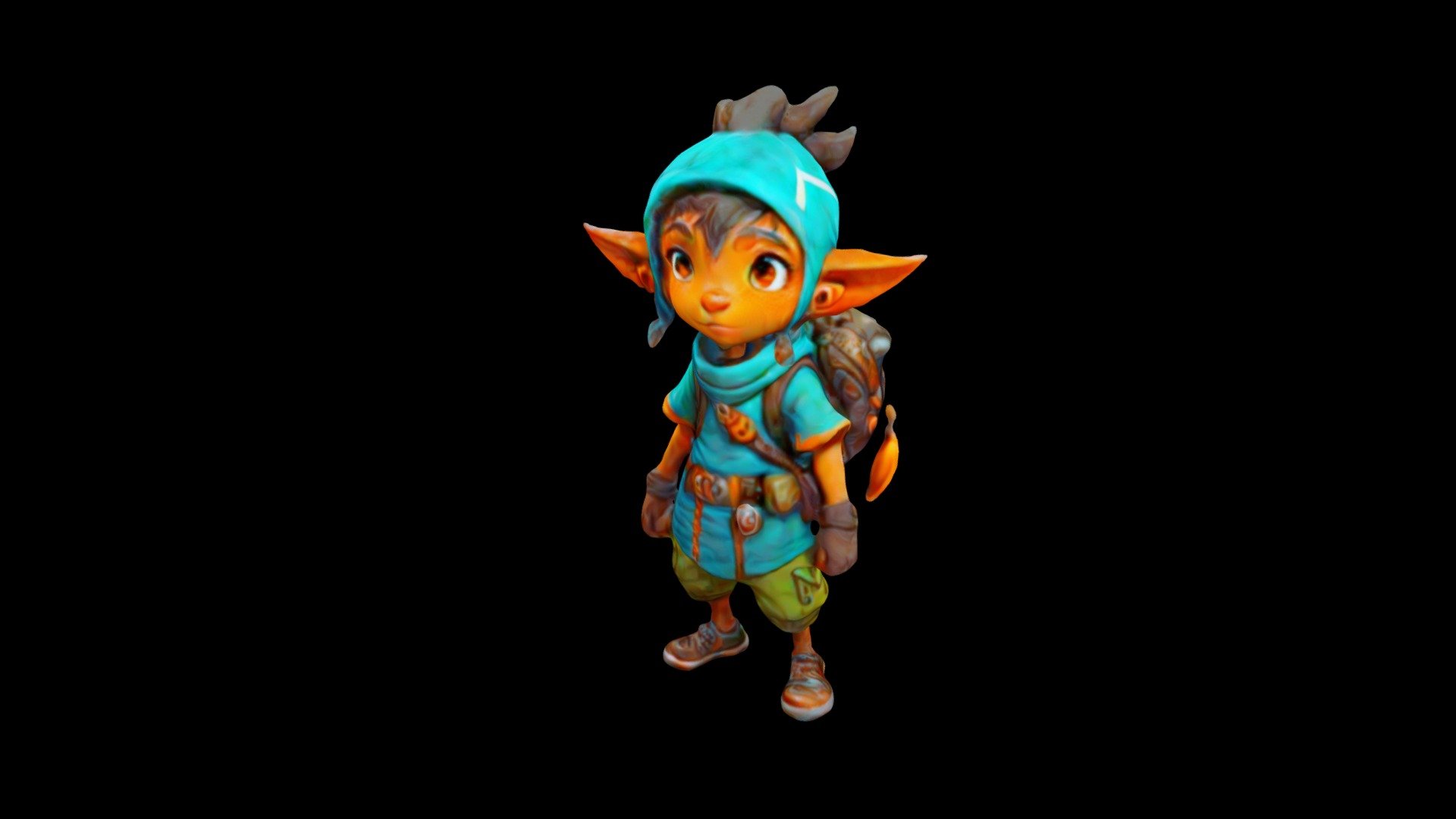 a character dressed in blue clothing with a hood - Download Free 3D ...
