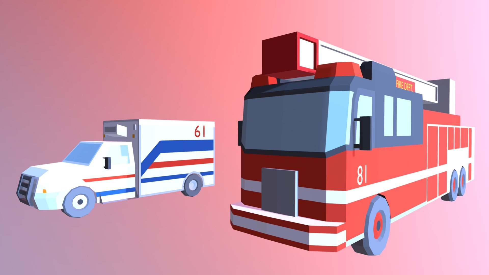 Fire department vehicles - 3D model by nessieco [cc4d4d1] - Sketchfab