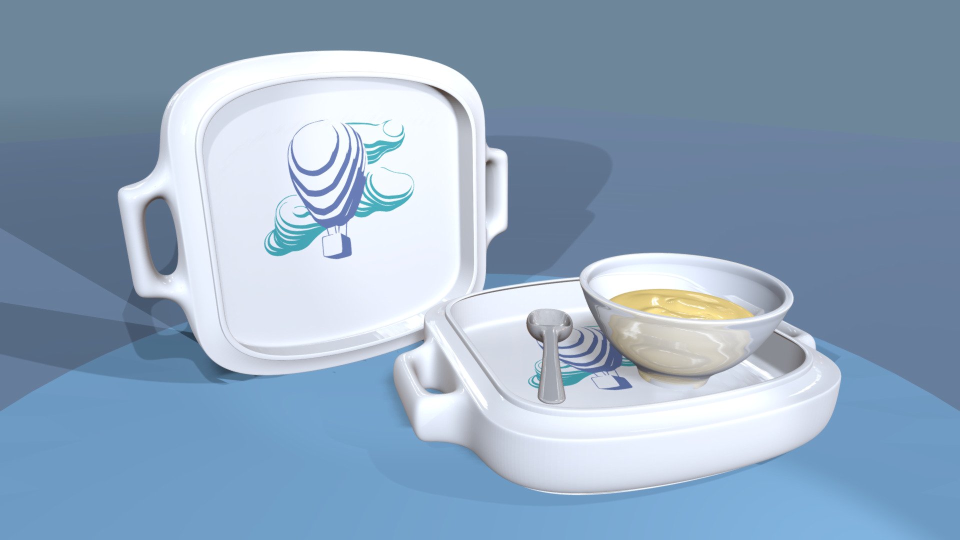 A SERVING TRAY on blue background - Buy Royalty Free 3D model by Air ...