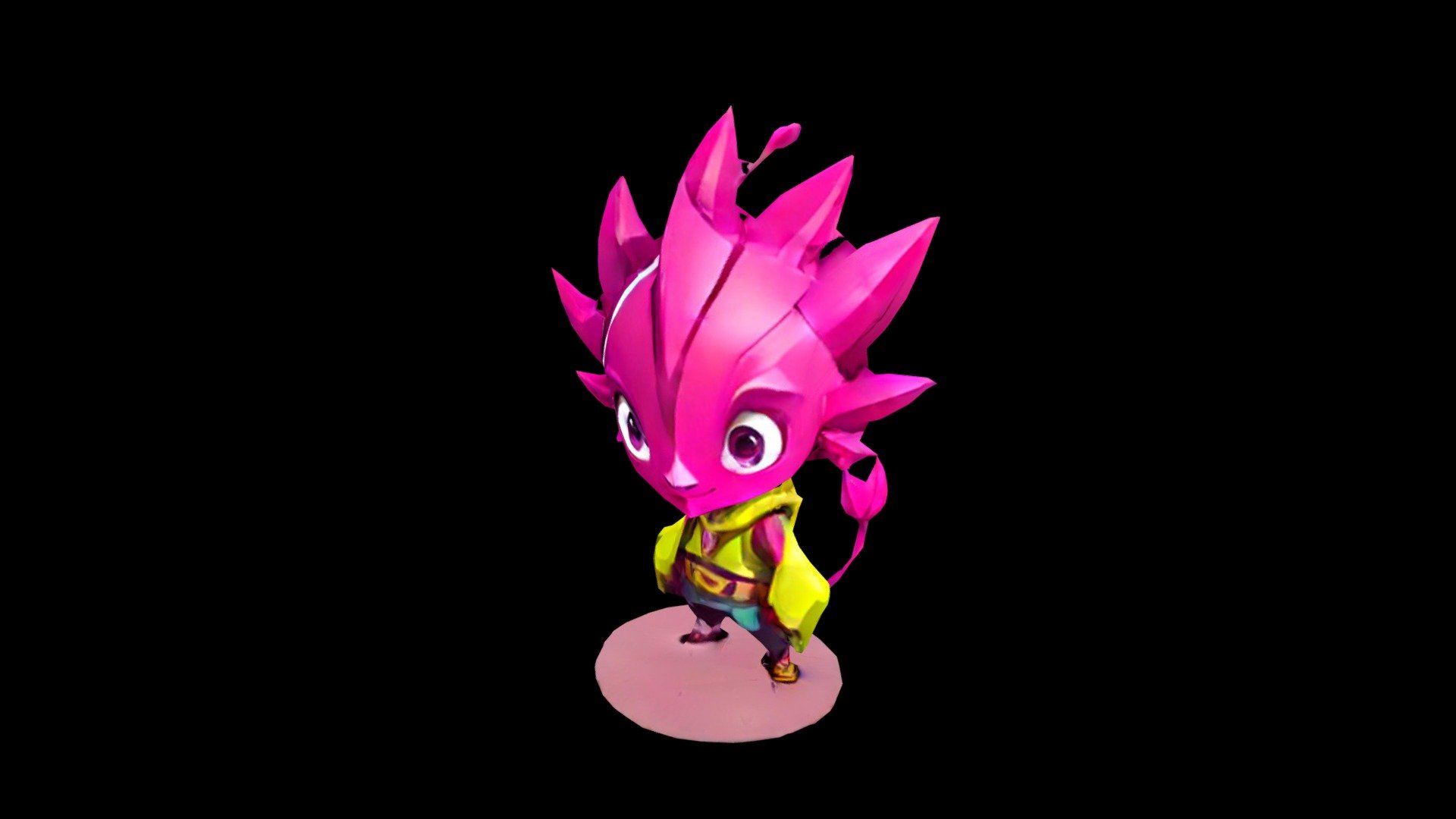 A pink spiky creature with big eyes and two pink - Download Free 3D ...