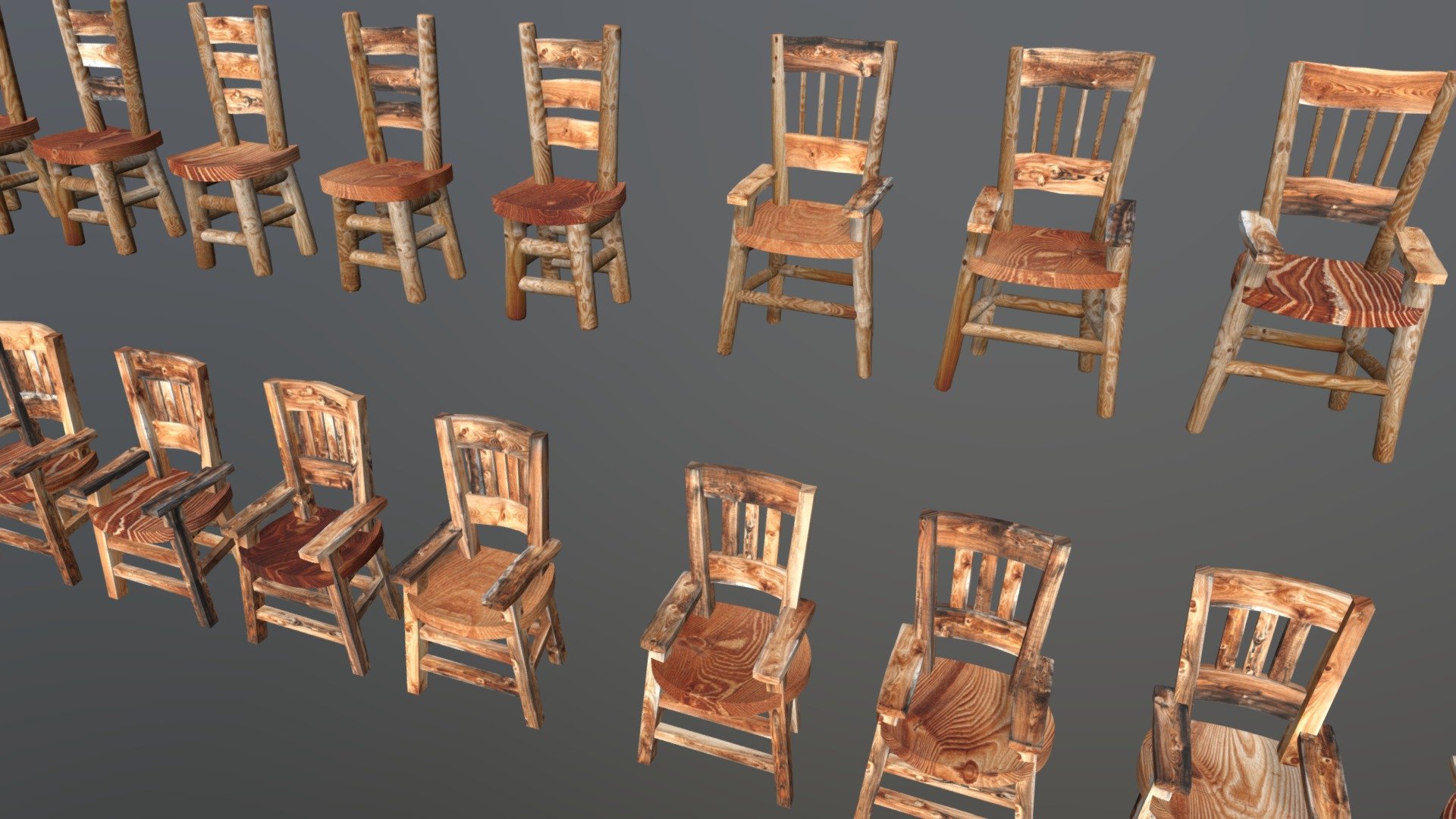 64 Wooden Chairs Pack I-b (high-Poly) - Buy Royalty Free 3D model by ...