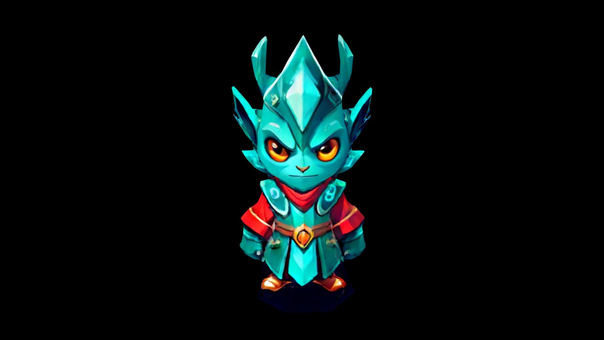 A cute, angry teal goblin stands in green armor, - Download Free 3D ...