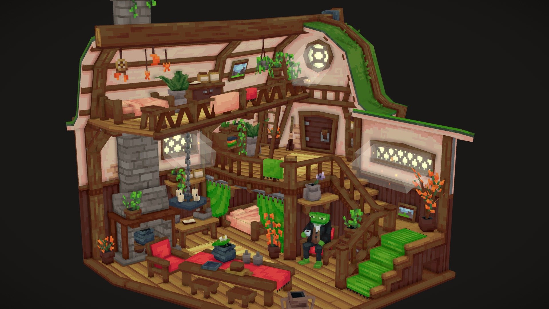 Mr. Frogge's Woodland Cabin - 3D model by Wacky (@wackyblocks) [cc6c6b4 ...