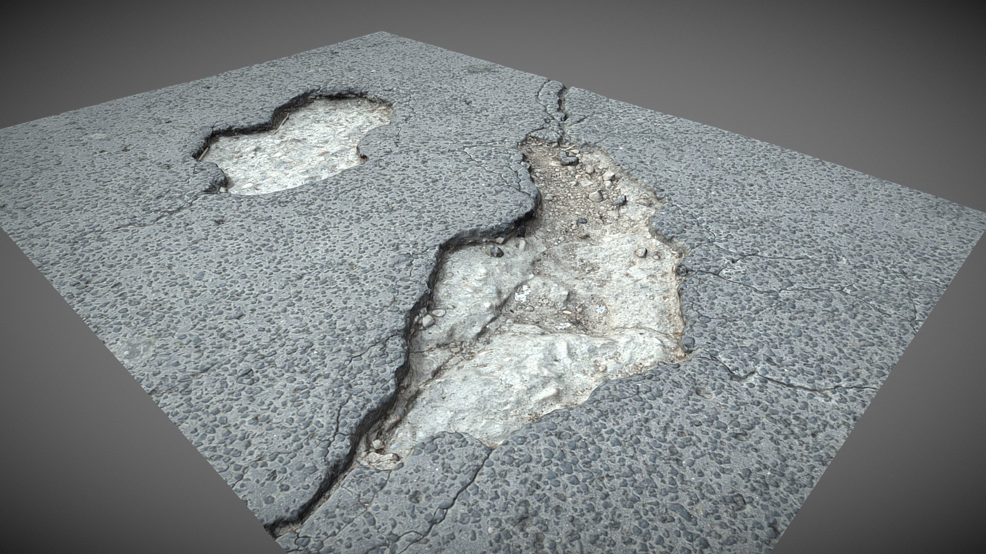 Damaged asphalt with holes and cracks - Buy Royalty Free 3D model by ...