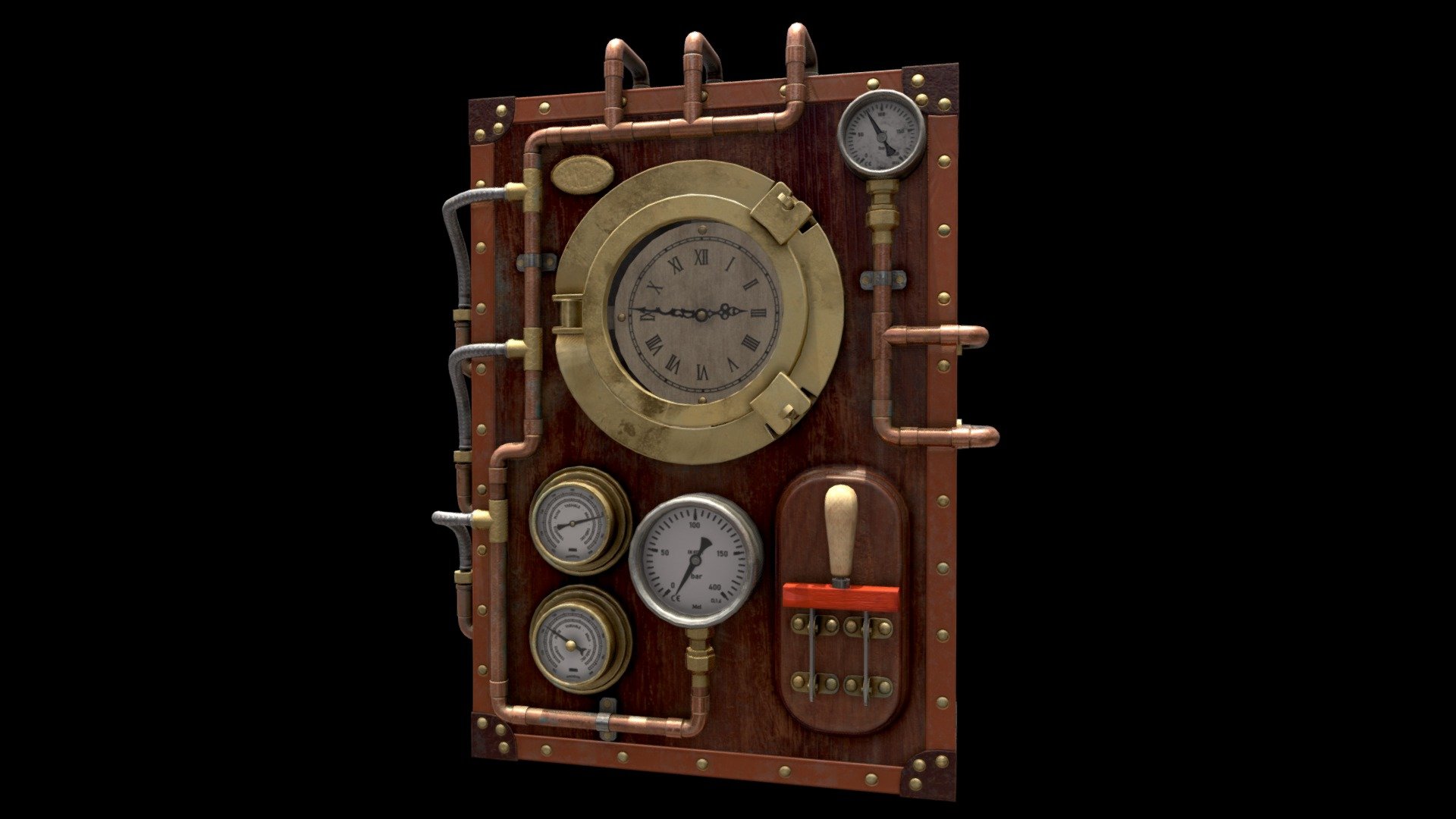 aged steampunk clock - 3D model by handy chevrin (@zeedaly) [cc86684 ...