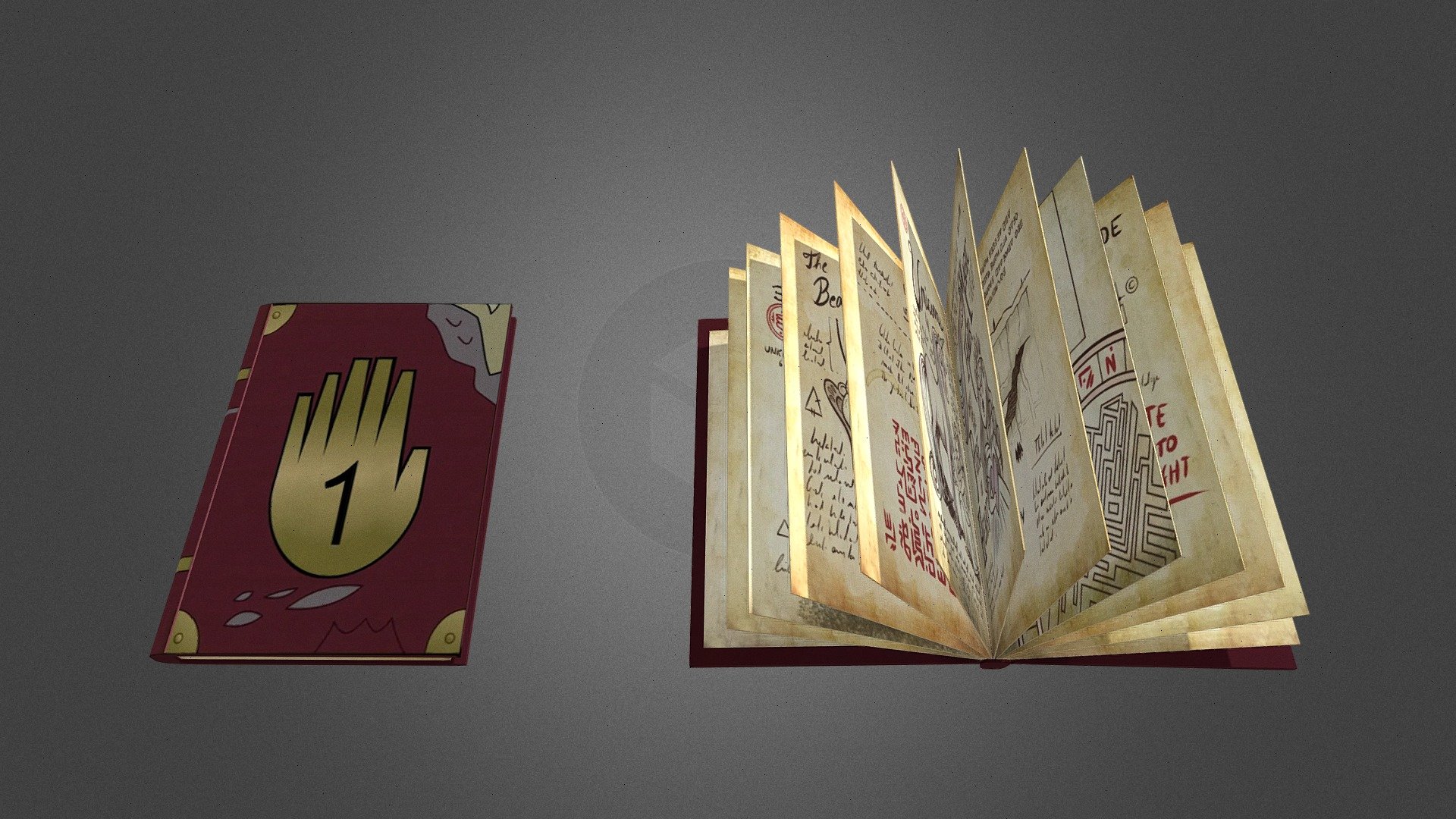 Gravity Falls Mystery Journal – Low Poly - Download Free 3D model by My ...