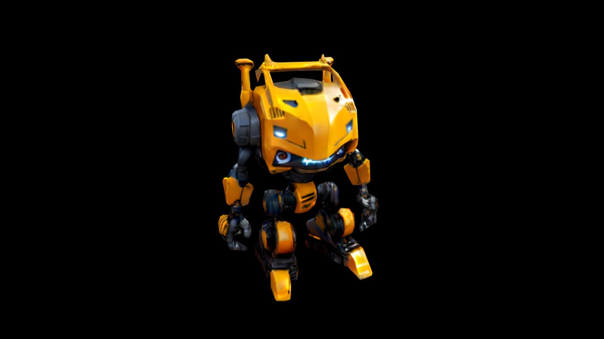 "Yellow robot with blue eyes in a demolition sit - Download Free 3D ...