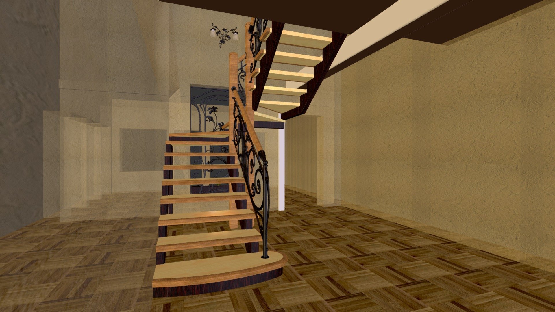 Modern blacksmith stair in private house. - 3D model by Kuzma Kuznetsov ...