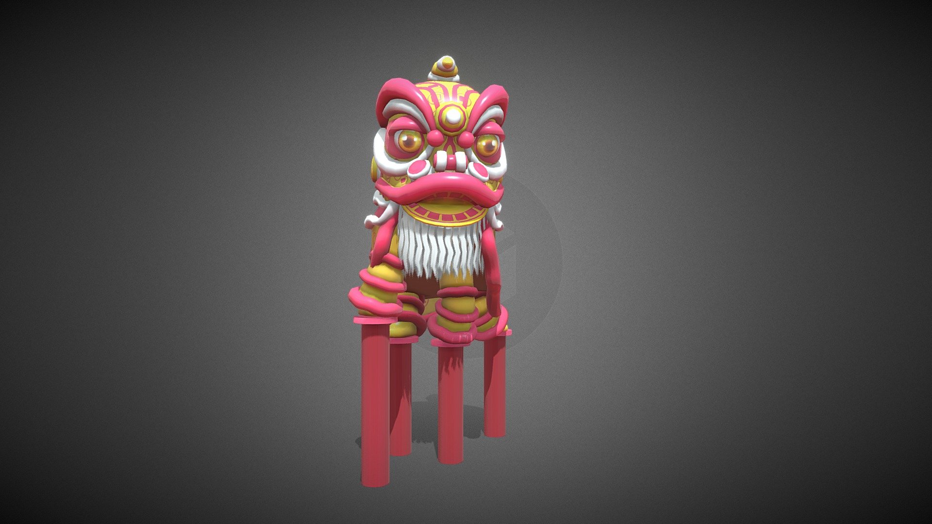 Lunar New Year Chinese Lion Dancing 農歷新年舞獅 2 - Buy Royalty Free 3D ...