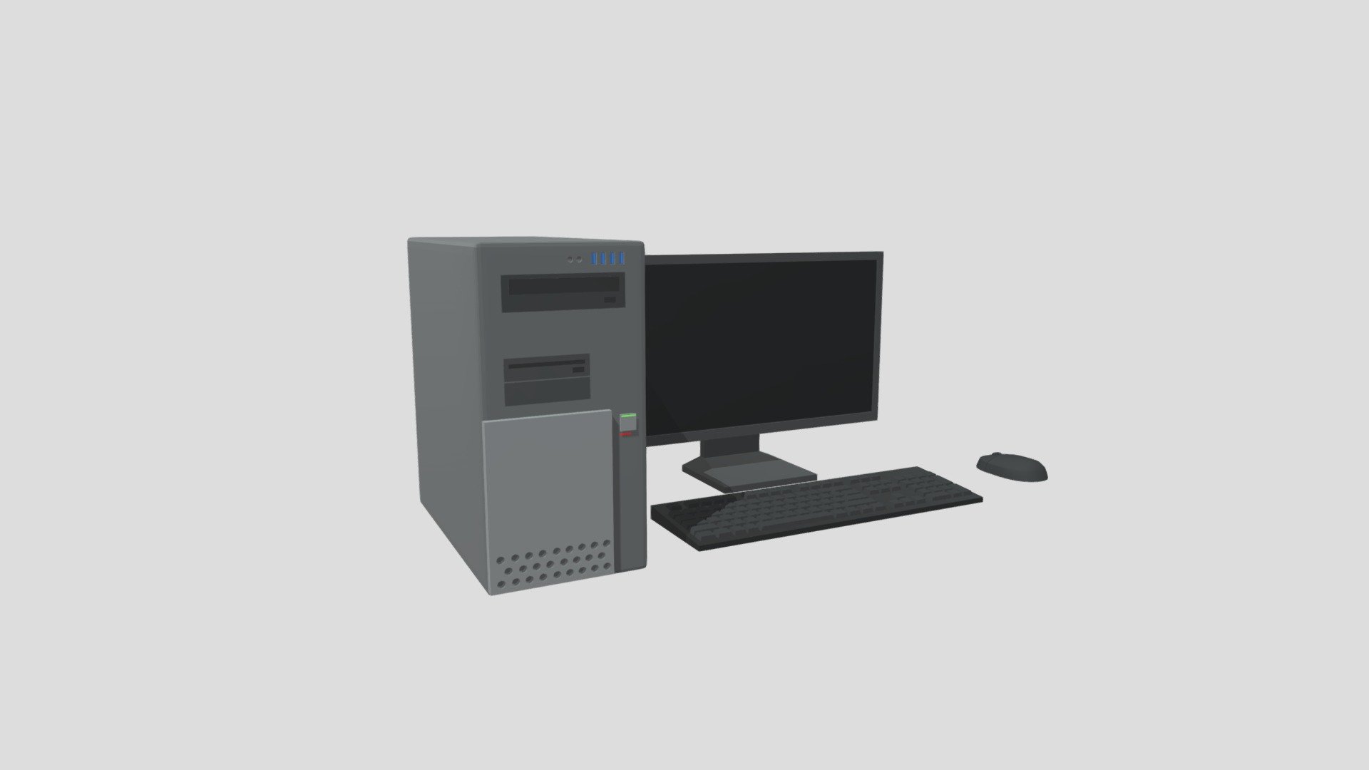Office-style PC setup - Download Free 3D model by jmadden64 [ccbb6d0 ...