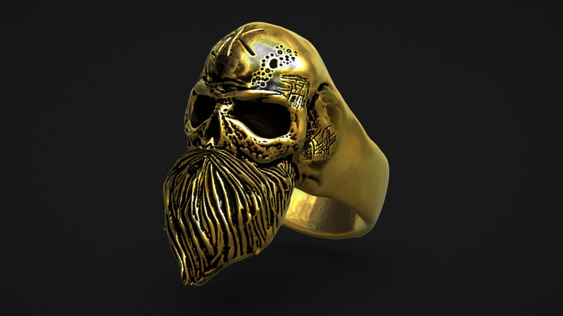 Skull Beard (BRASS) - 3D model by Skive Jewelry (@SKIVE) [ccbca7d ...