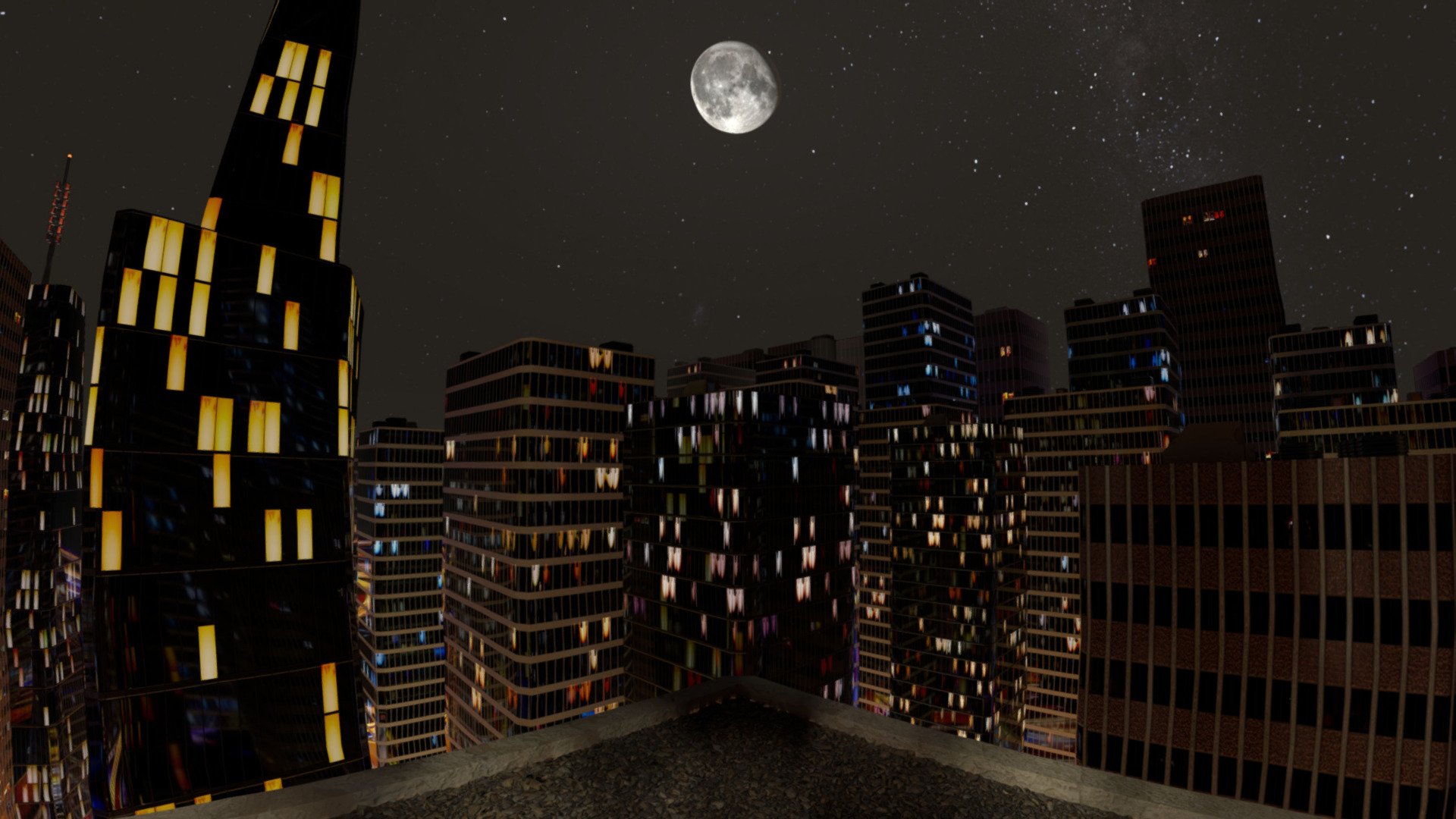 City Rooftop Night Skybox - Download Free 3D model by Luis Vidal (@Luis ...