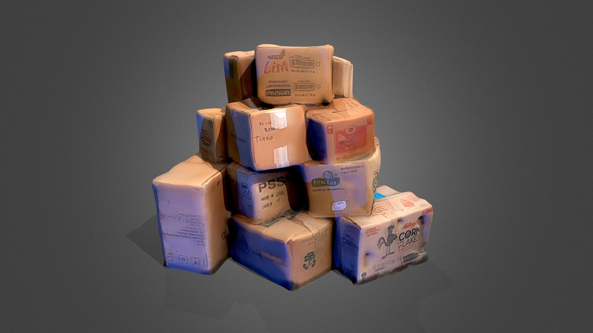 Cardboard Boxes Pack [1], stacked messily - Buy Royalty Free 3D model ...