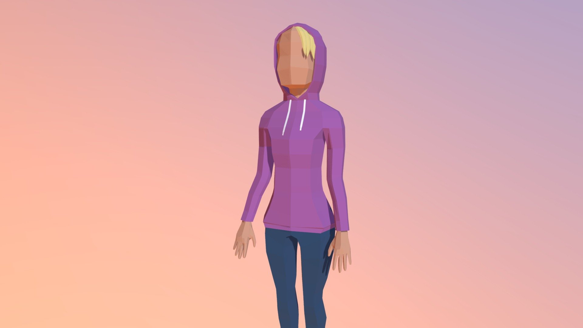 Stylized low poly woman wearing a hoodie - Download Free 3D model by ...