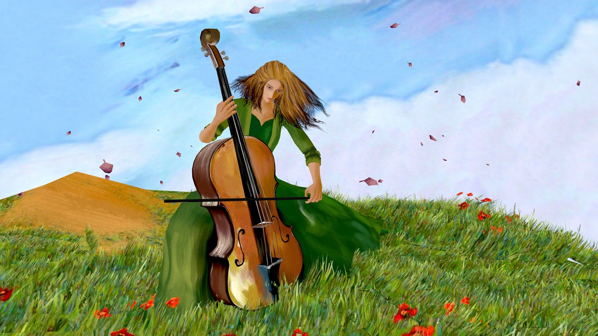 Girl playing the cello - Buy Royalty Free 3D model by arloopa [cd21378 ...