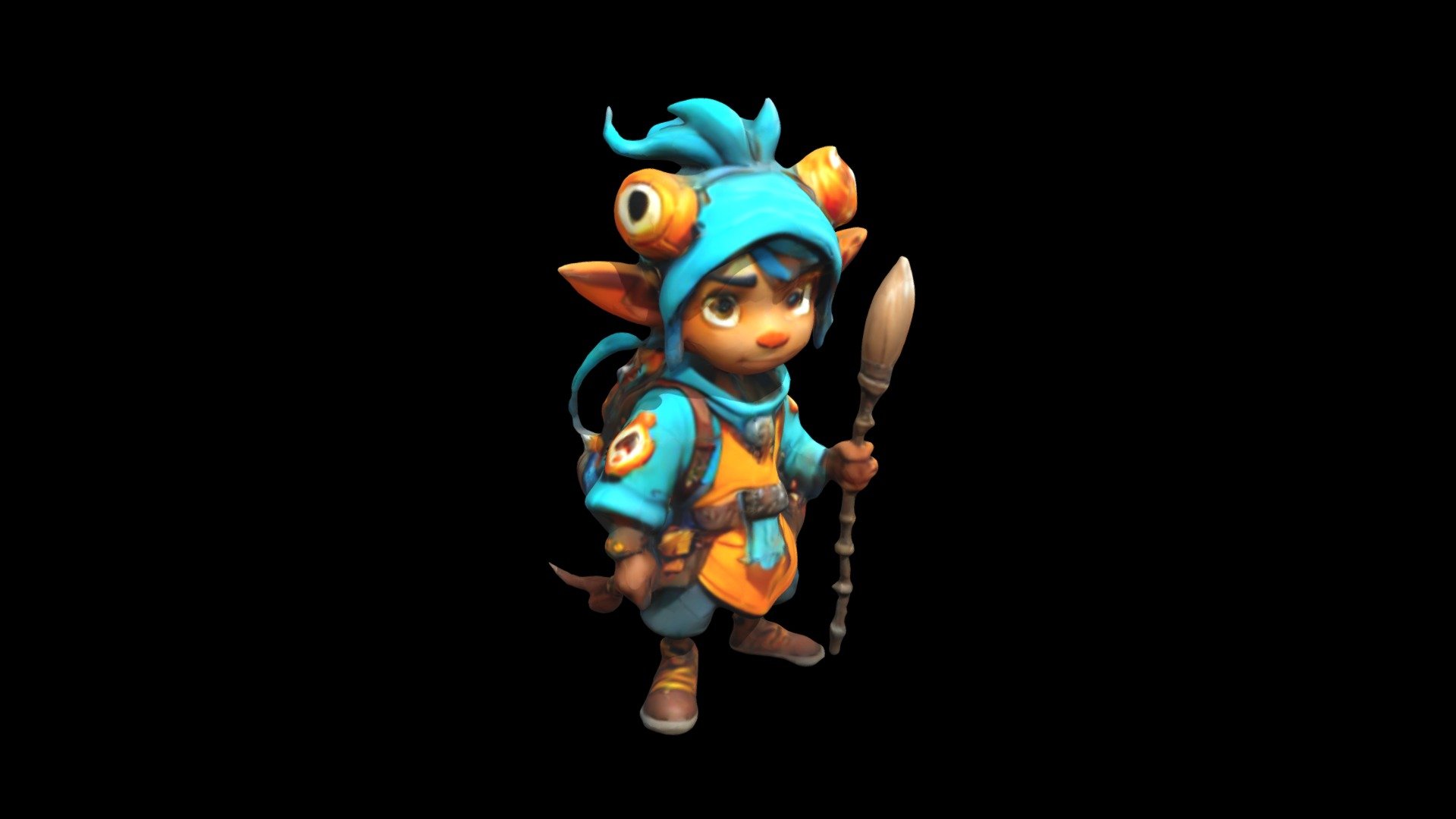 a cartoon character with a backpack and a bru - Download Free 3D model ...