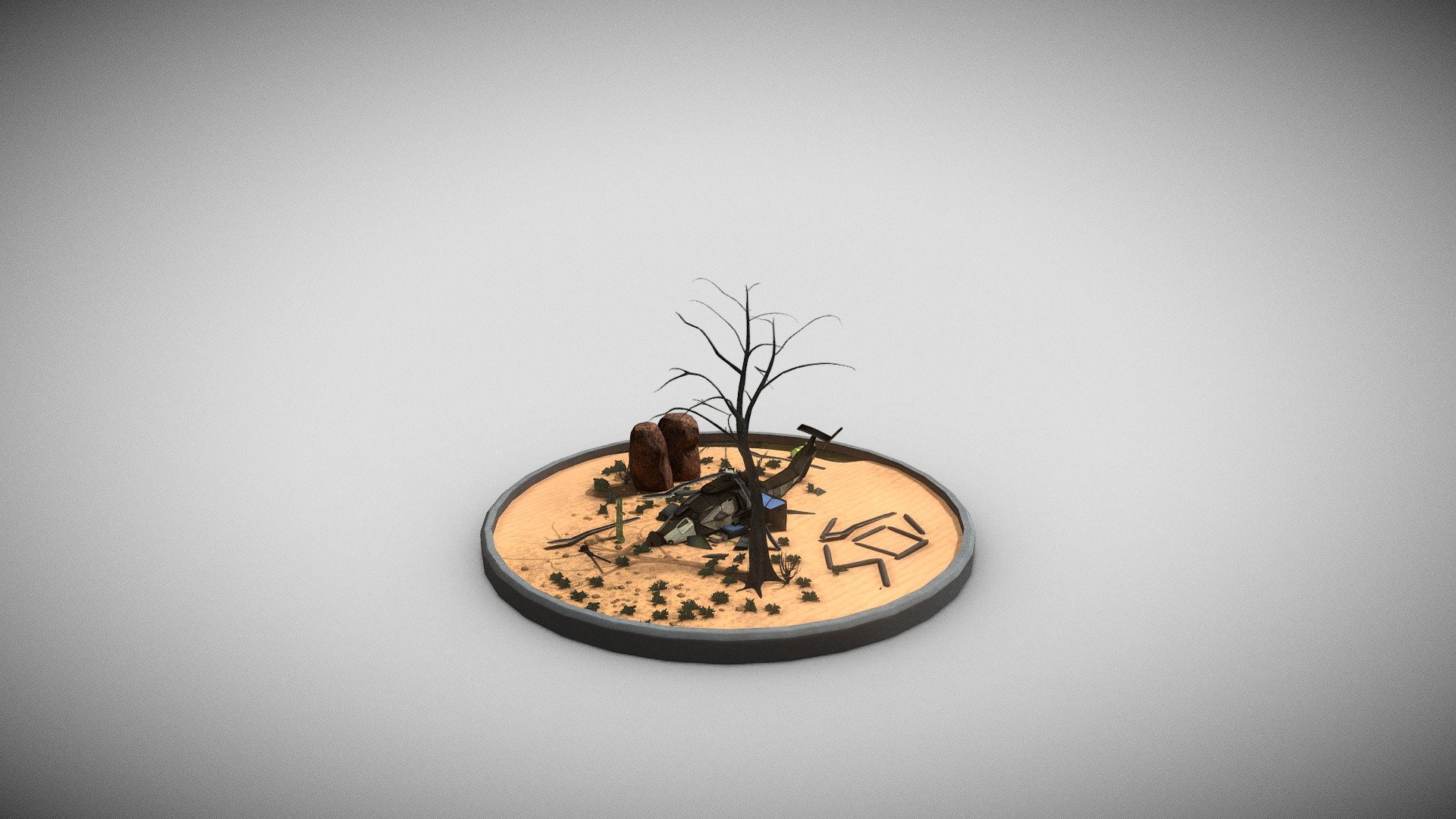 Crashed Helicopter in the Desert - 3D model by lorjason34 [cd2c398 ...
