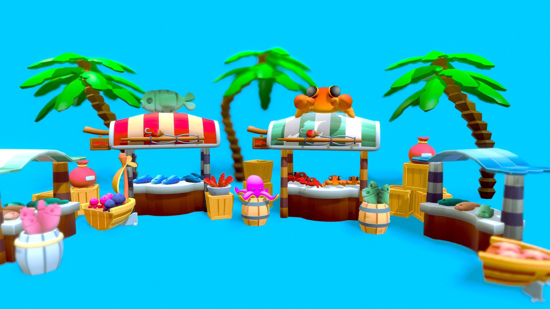 Stylize Fish Market - Buy Royalty Free 3D model by LowPolyBoy [cd2f127 ...