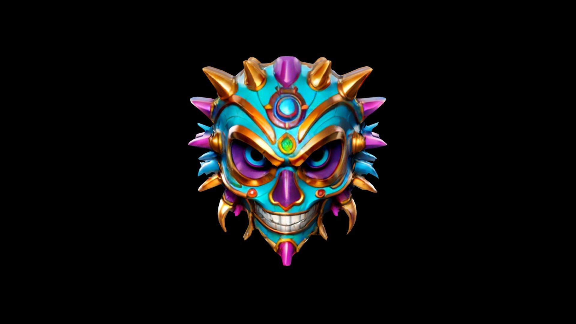 A blue and purple mask with golden spikes, purpl - Download Free 3D ...